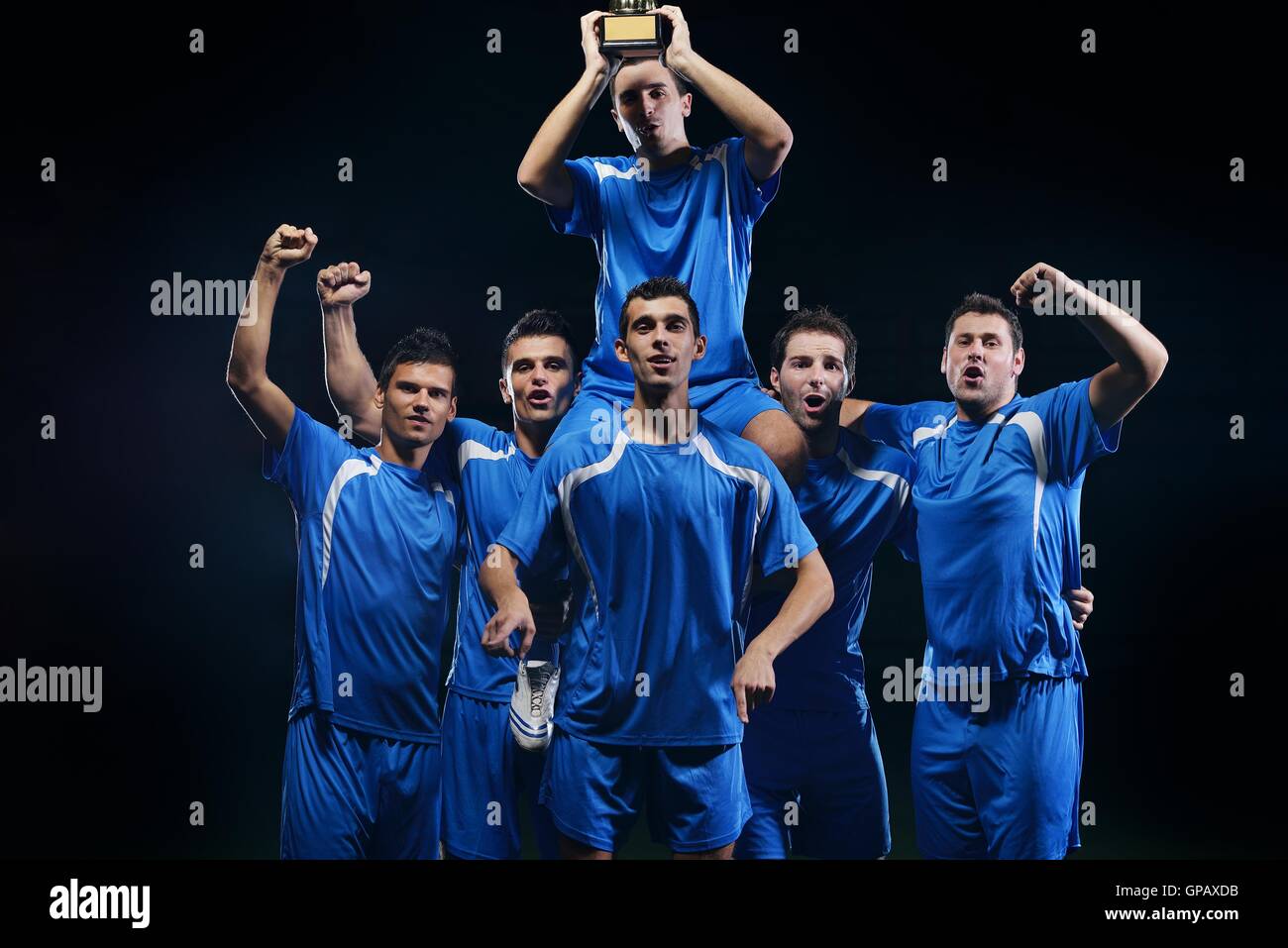 soccer players celebrating victory Stock Photo - Alamy