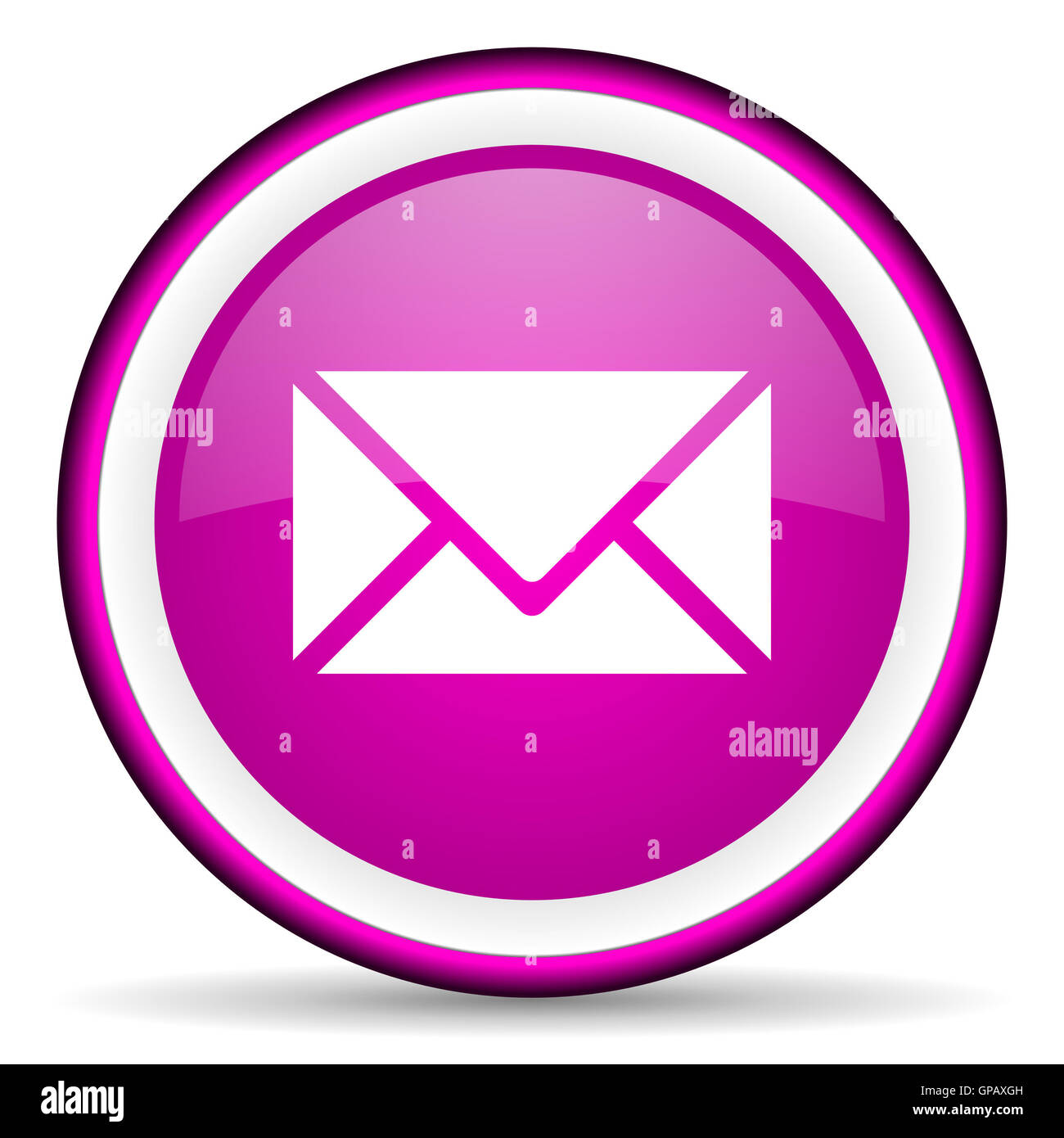 mail violet glossy icon on white background Stock Photo - Alamy