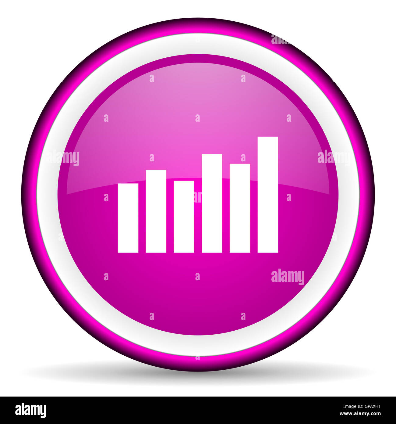 bar graph violet glossy icon on white background Stock Photo - Alamy