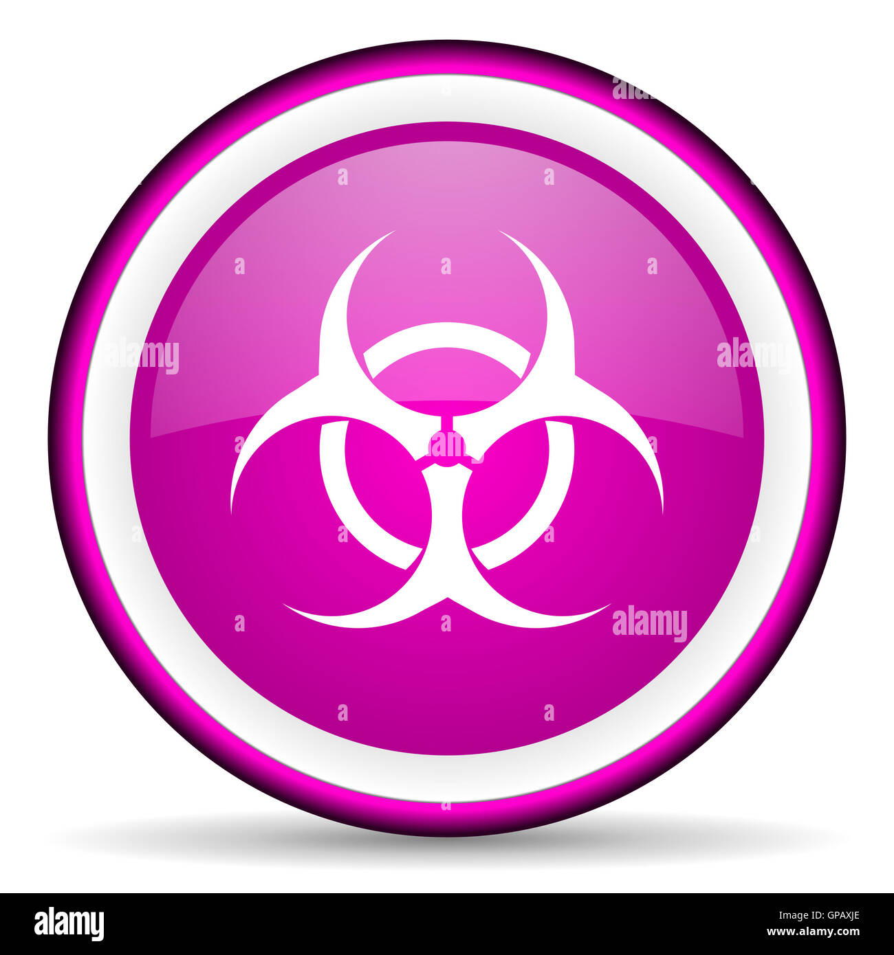 virus violet glossy icon on white background Stock Photo - Alamy