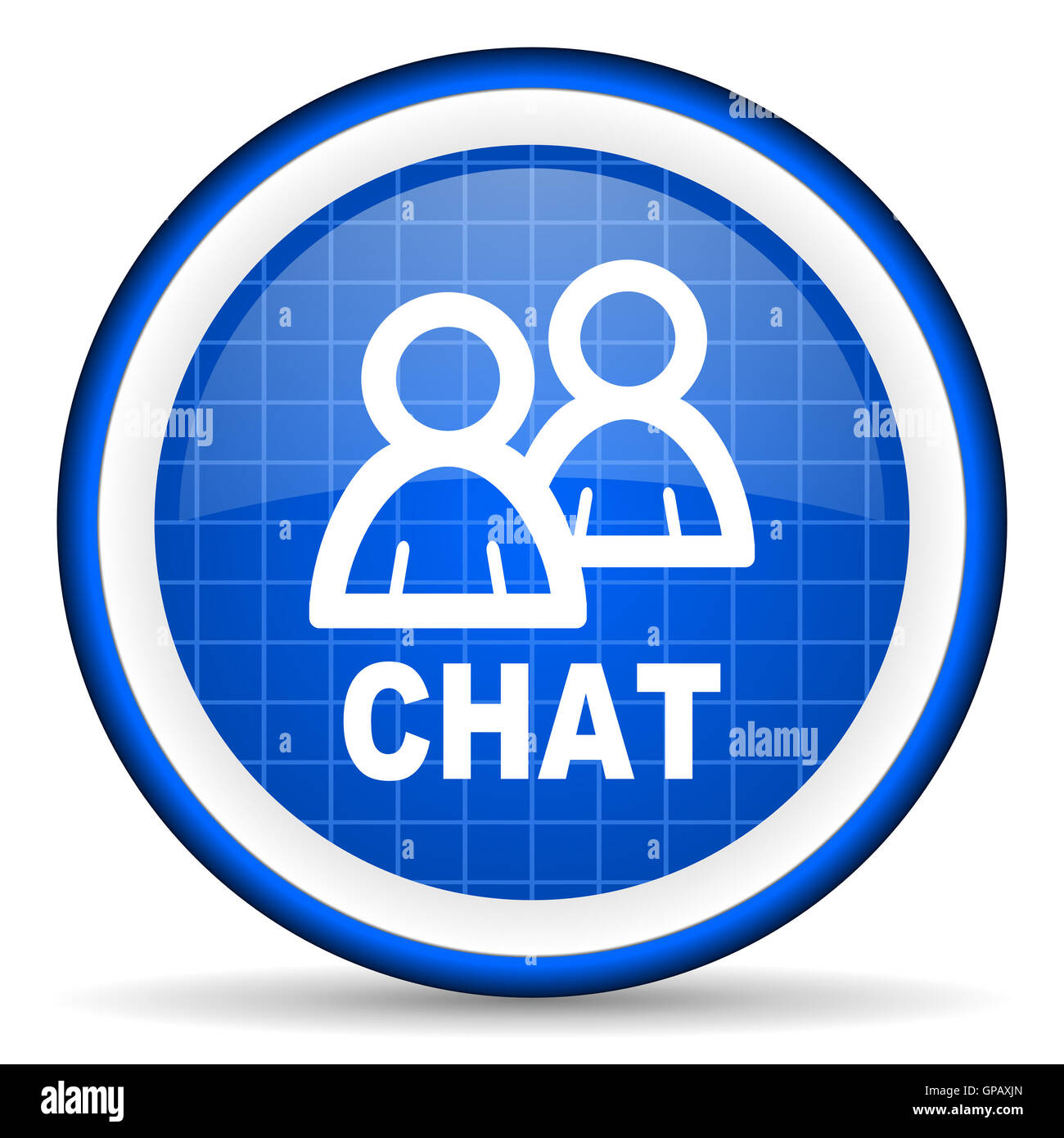 chat blue glossy icon on white background Stock Photo - Alamy