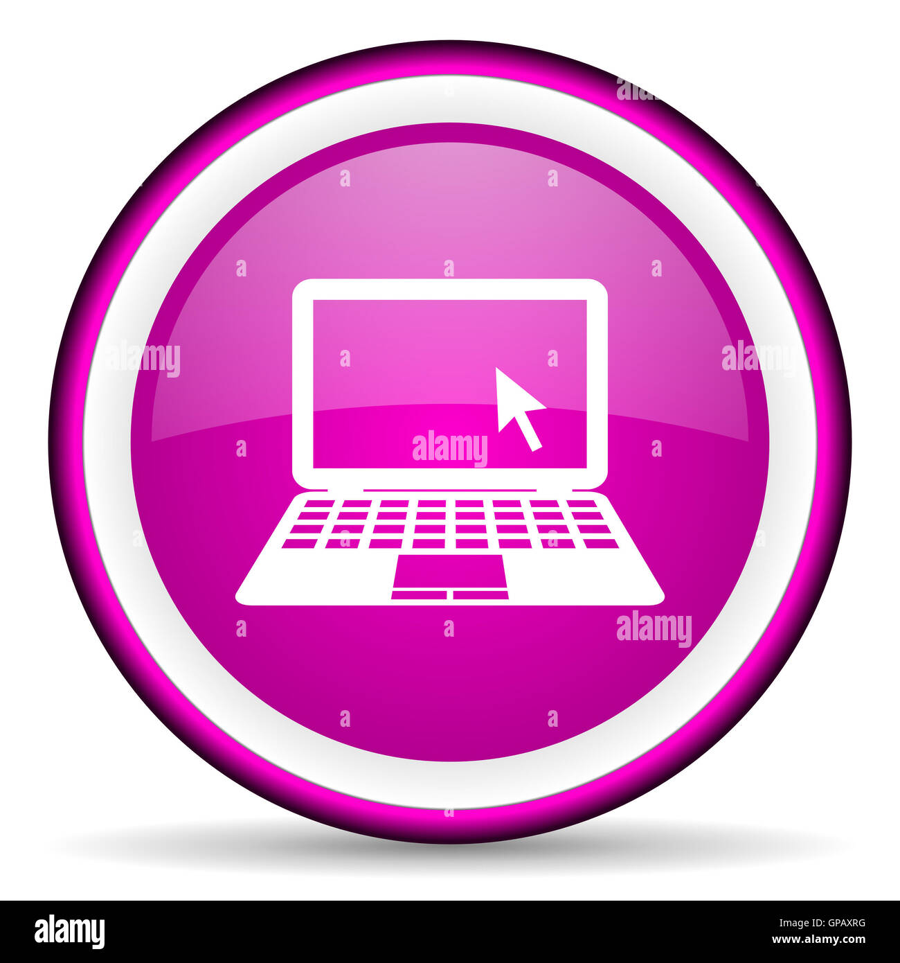 notebook violet glossy icon on white background Stock Photo - Alamy