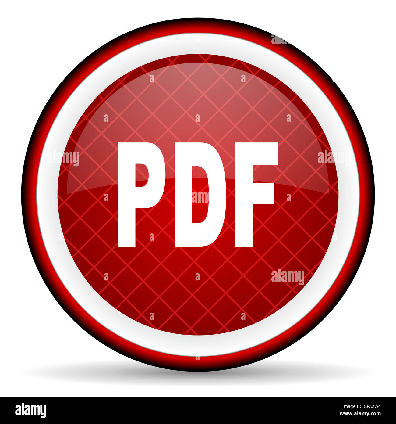 pdf red glossy icon on white background Stock Photo - Alamy