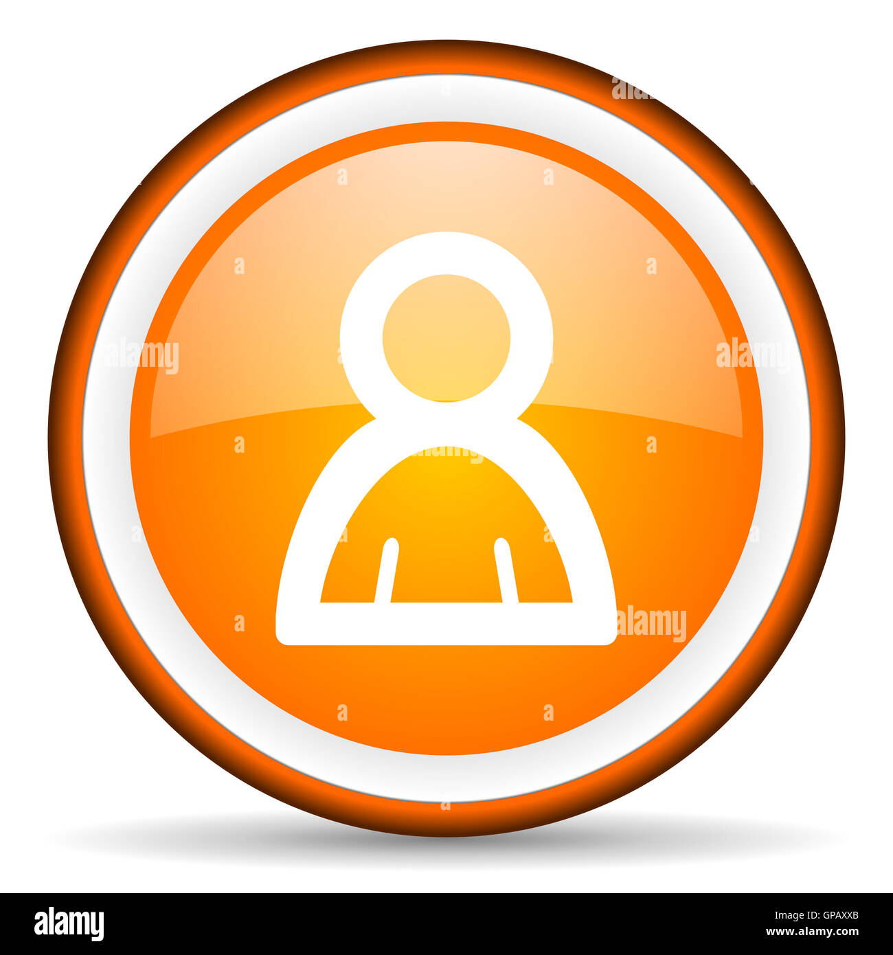 contact orange glossy circle icon on white background Stock Photo - Alamy