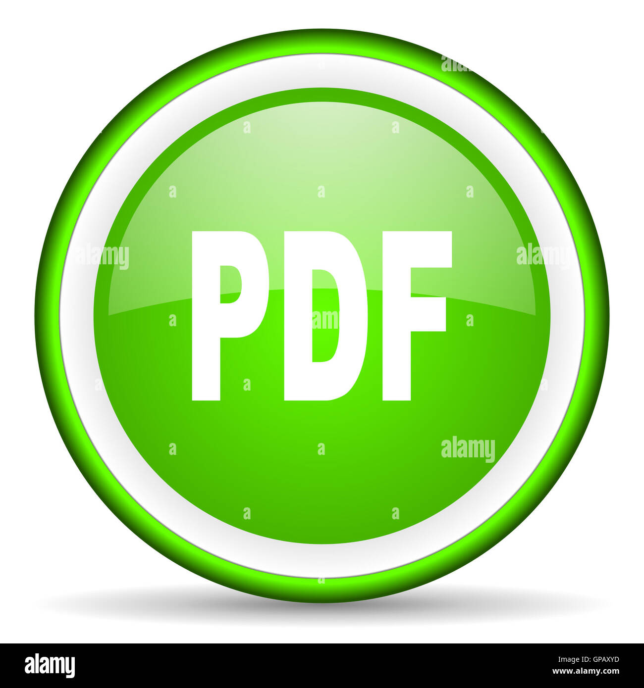 pdf green glossy icon on white background Stock Photo - Alamy