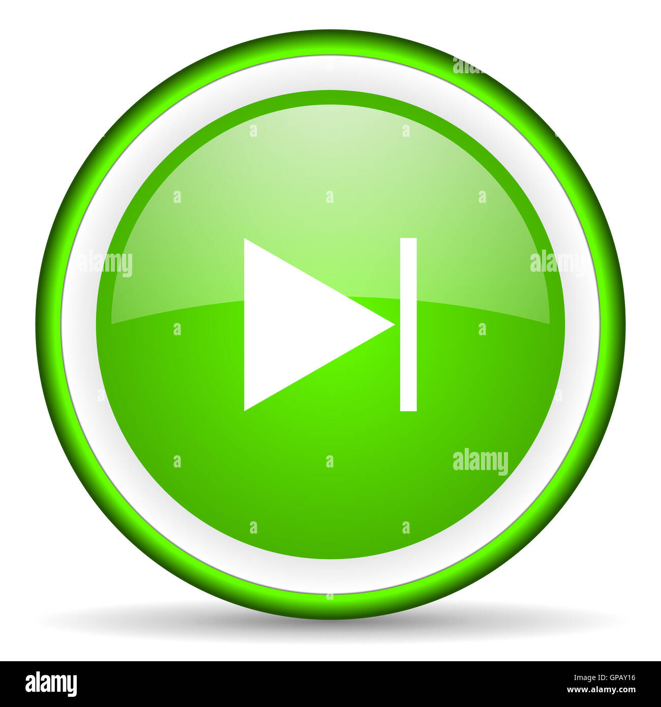 next green glossy icon on white background Stock Photo - Alamy