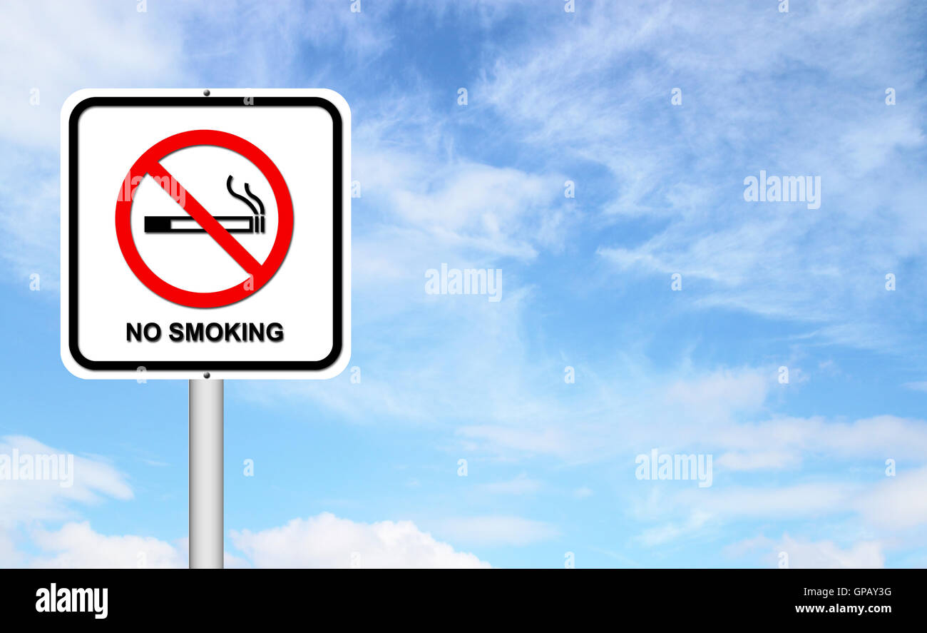 no smoking sign with blue sky Stock Photo - Alamy