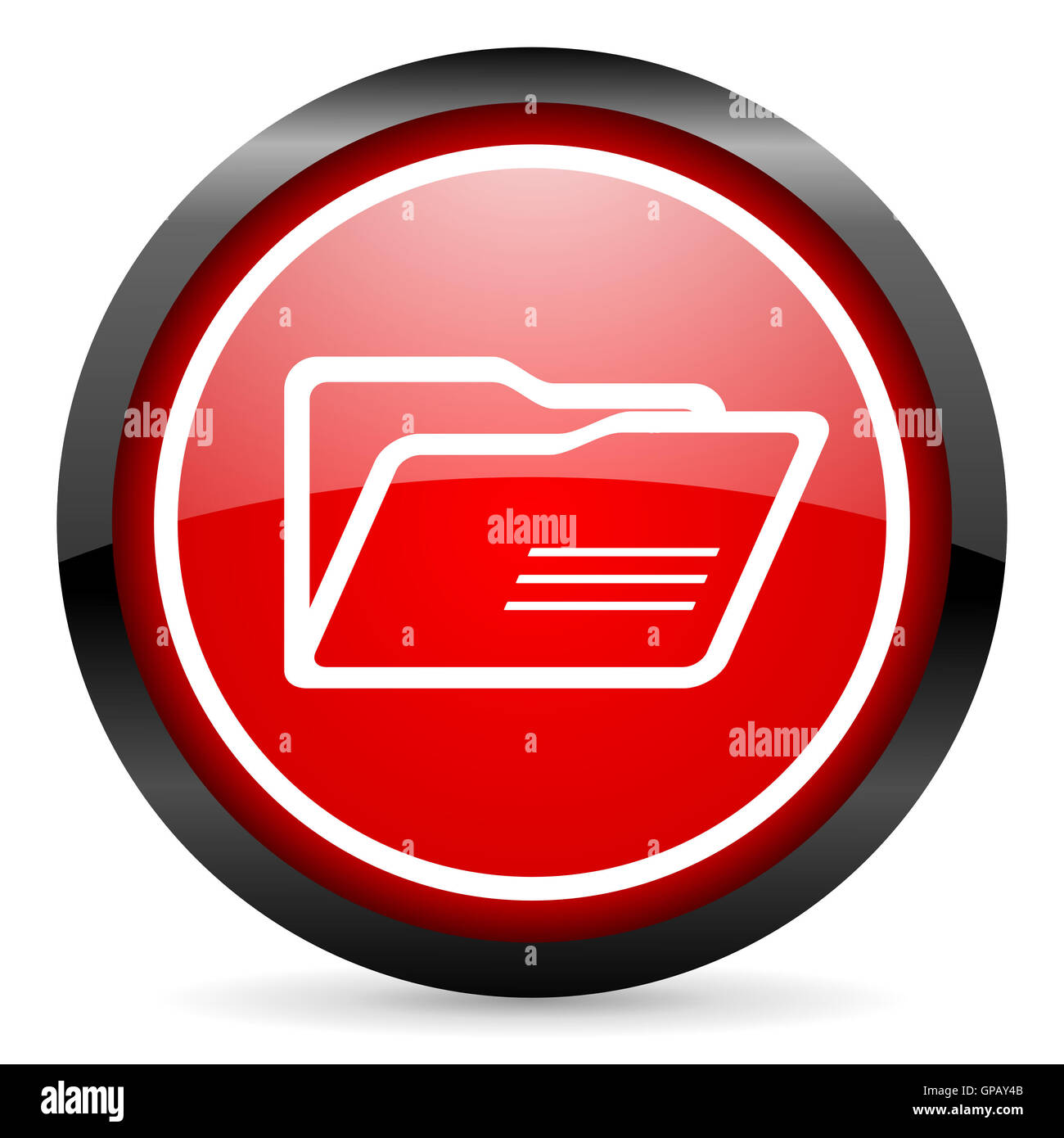 folder round red glossy icon on white background Stock Photo - Alamy