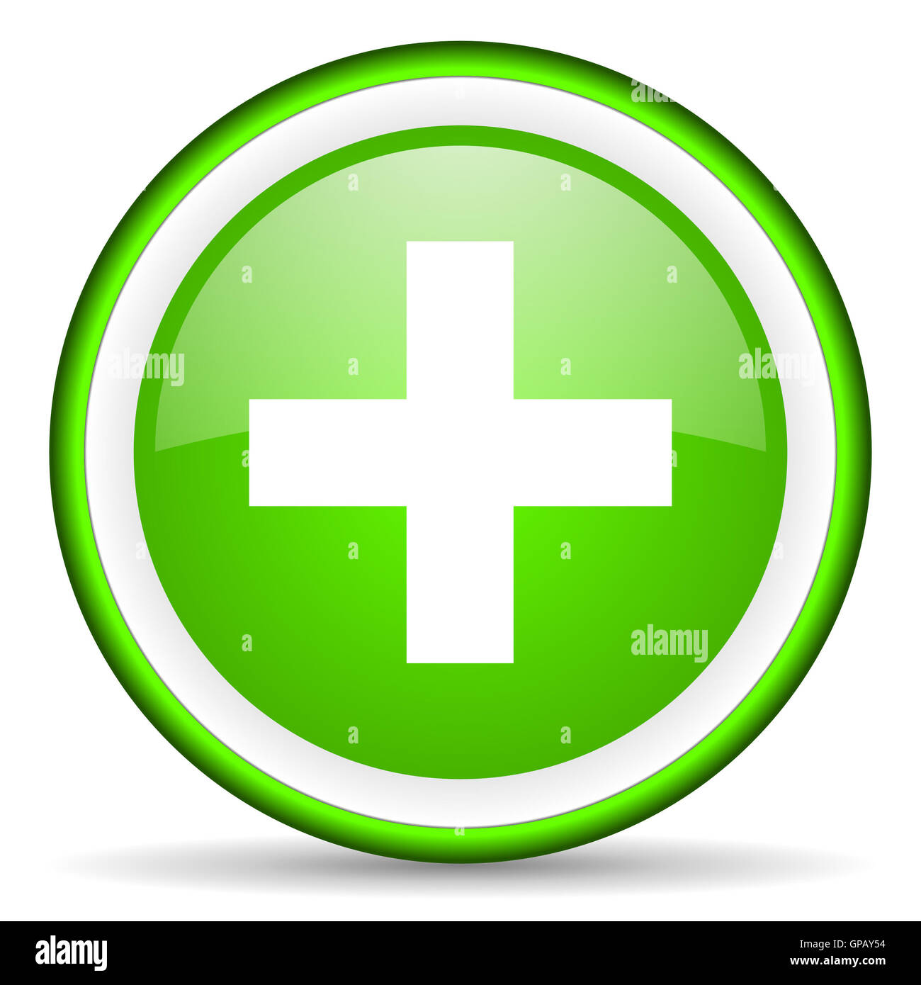 emergency green glossy icon on white background Stock Photo - Alamy
