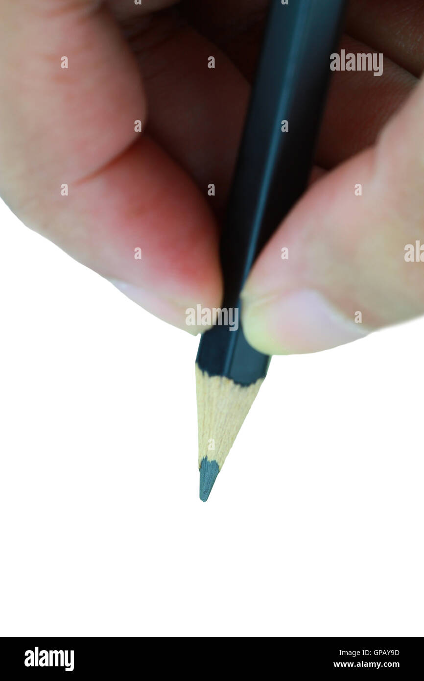 human hands with pencil and writting something Stock Photo - Alamy