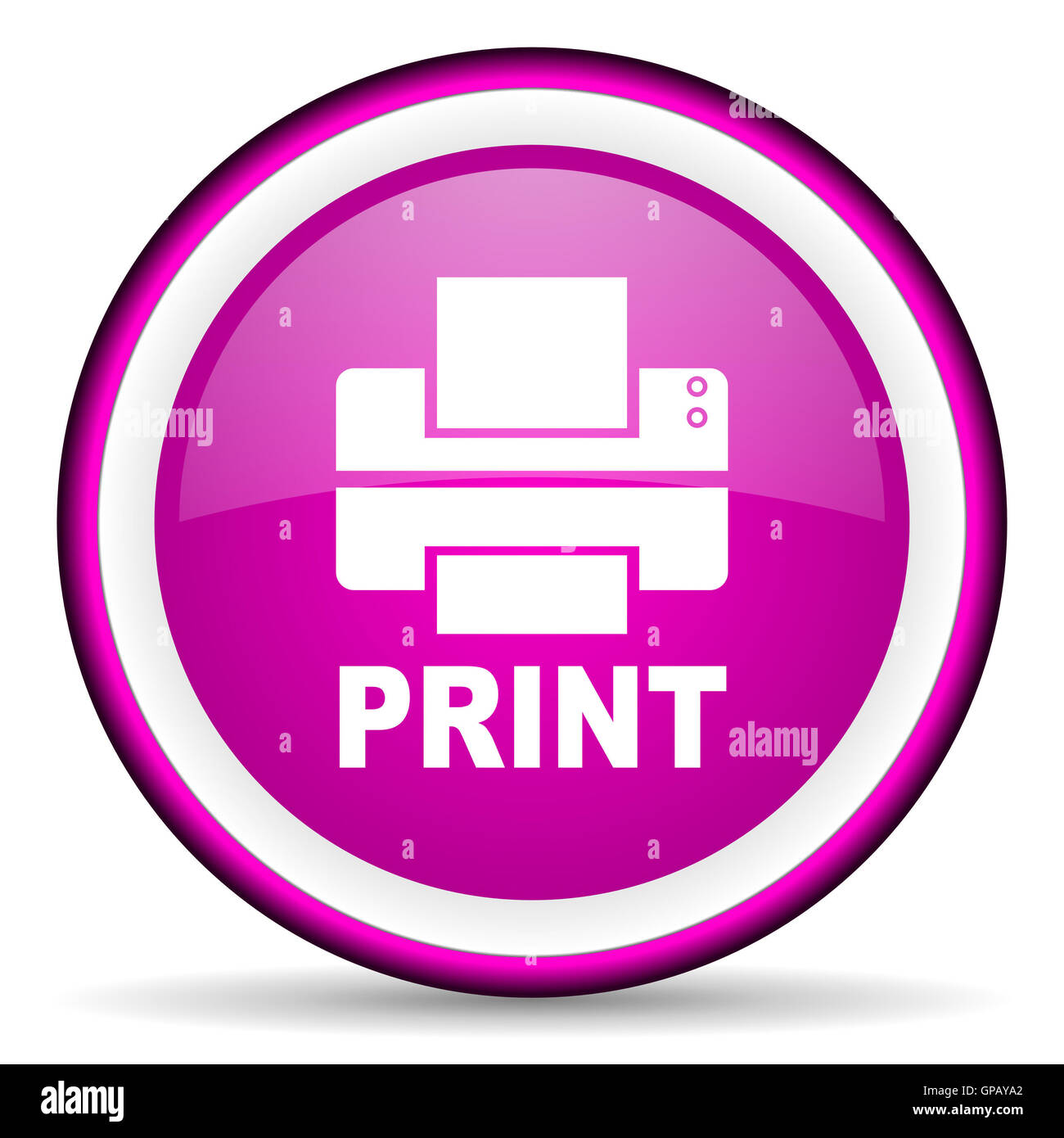 print violet glossy icon on white background Stock Photo - Alamy