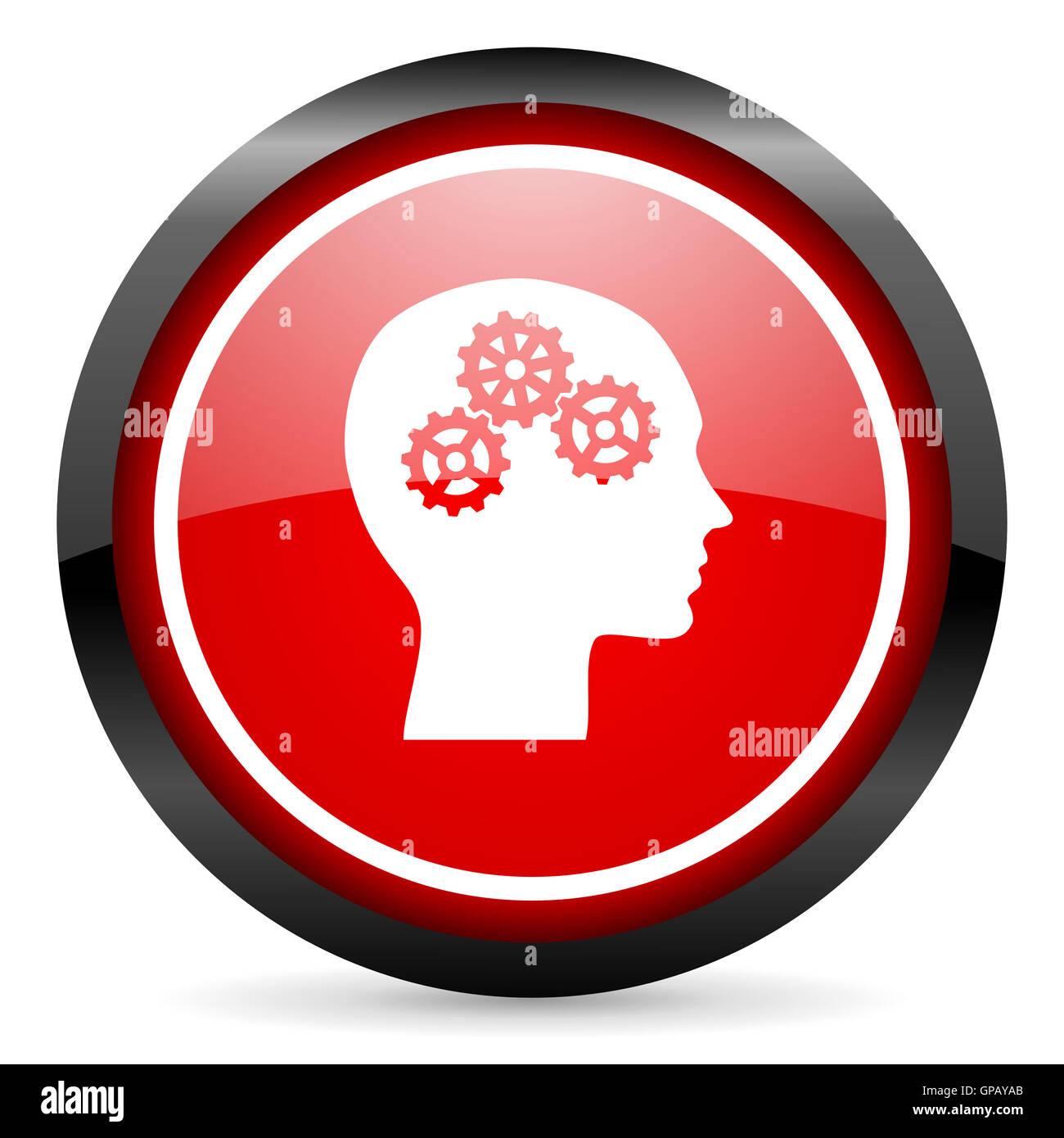 head round red glossy icon on white background Stock Photo - Alamy