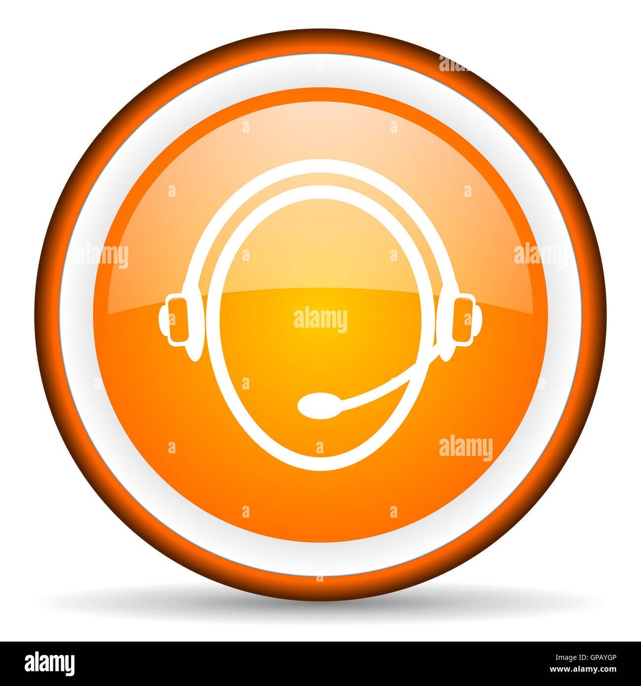 customer service orange glossy circle icon on white background Stock ...