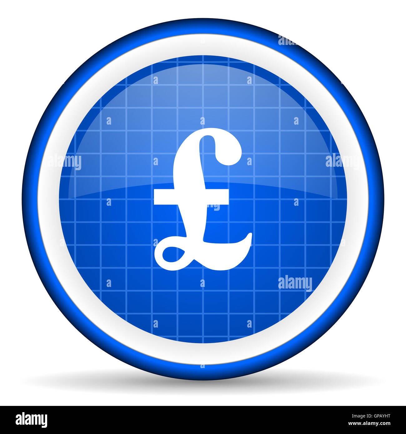 pound blue glossy icon on white background Stock Photo - Alamy