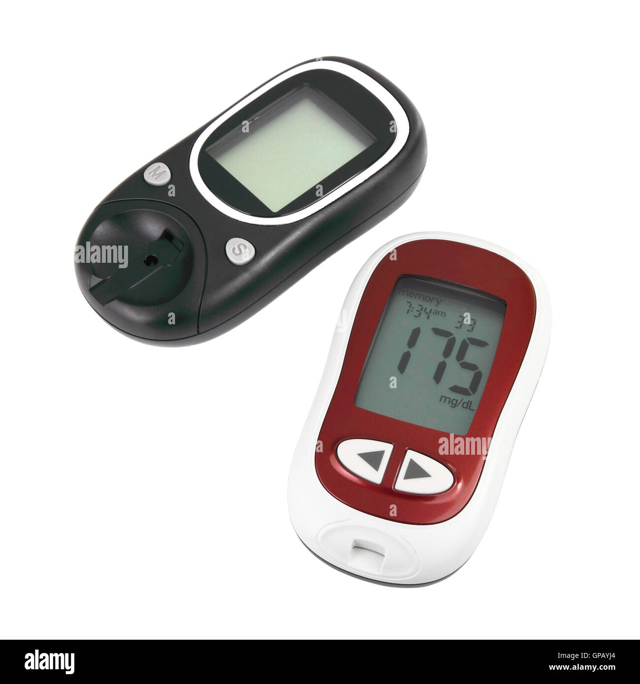 two glucometer isolated on pure white background Stock Photo - Alamy