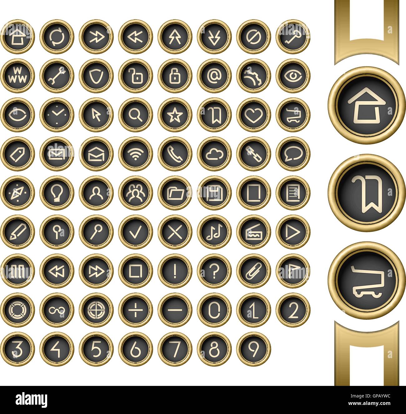 Golden interface buttons Stock Vector Image & Art - Alamy