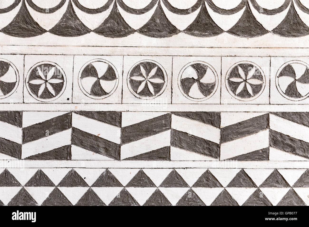 Hand-carved wall background decorated with local motifs in Pyrgi ...