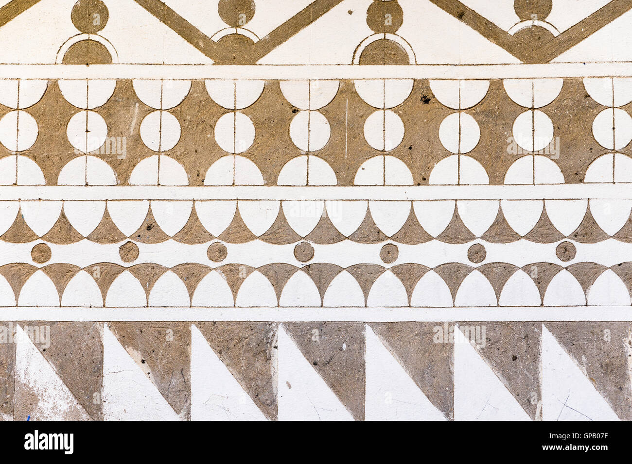 Hand-carved wall background decorated with local motifs in Pyrgi ...