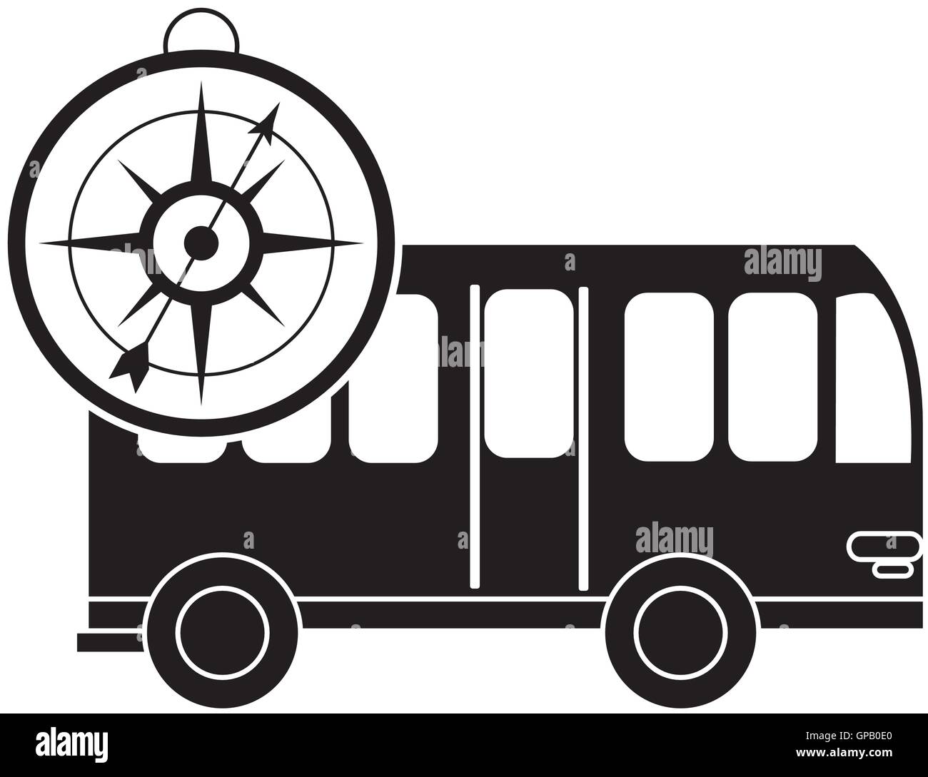bus and compass icon Stock Vector Image & Art - Alamy