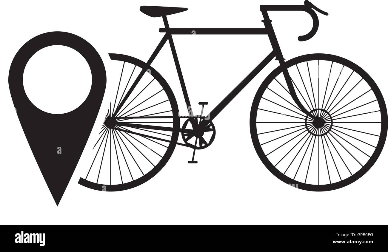 bike or bicycle and gps map pointer icon Stock Vector Image & Art - Alamy