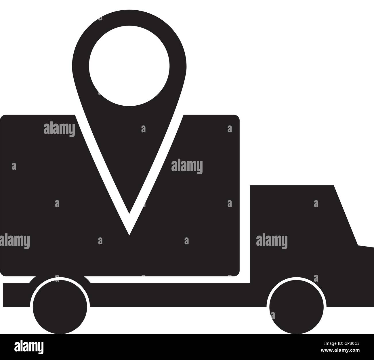 truck or van with gps map pointer icon Stock Vector Image & Art - Alamy