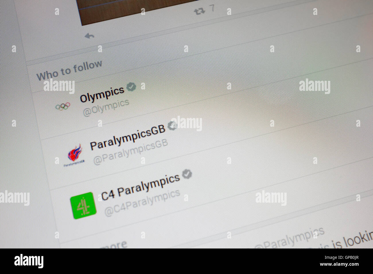 Olympics twitter profile hi-res stock photography and images - Alamy