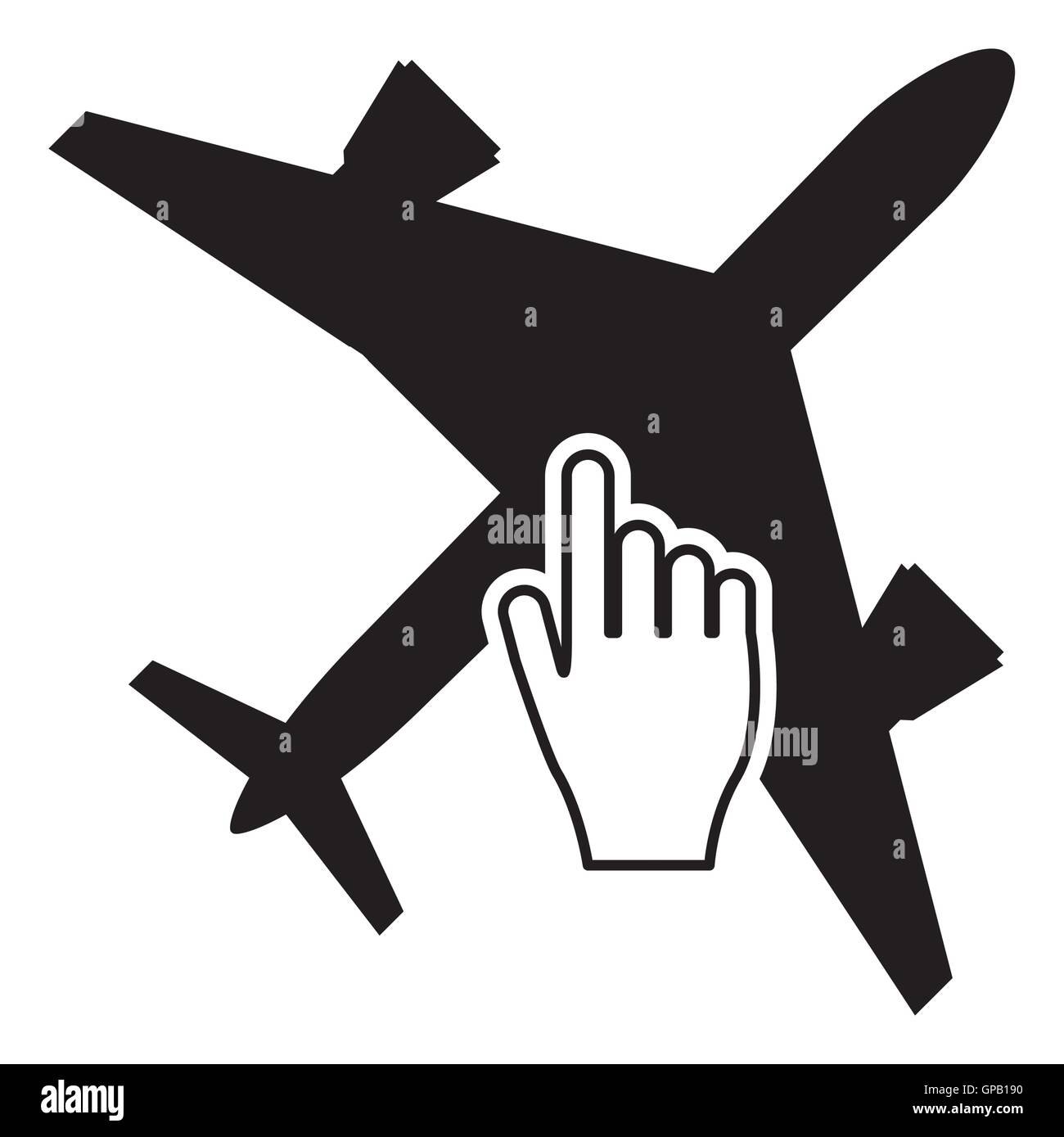 airplane and hand pointer icon Stock Vector Image & Art - Alamy