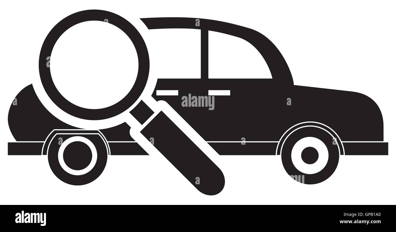 car and magnifying glass icon Stock Vector Image & Art - Alamy