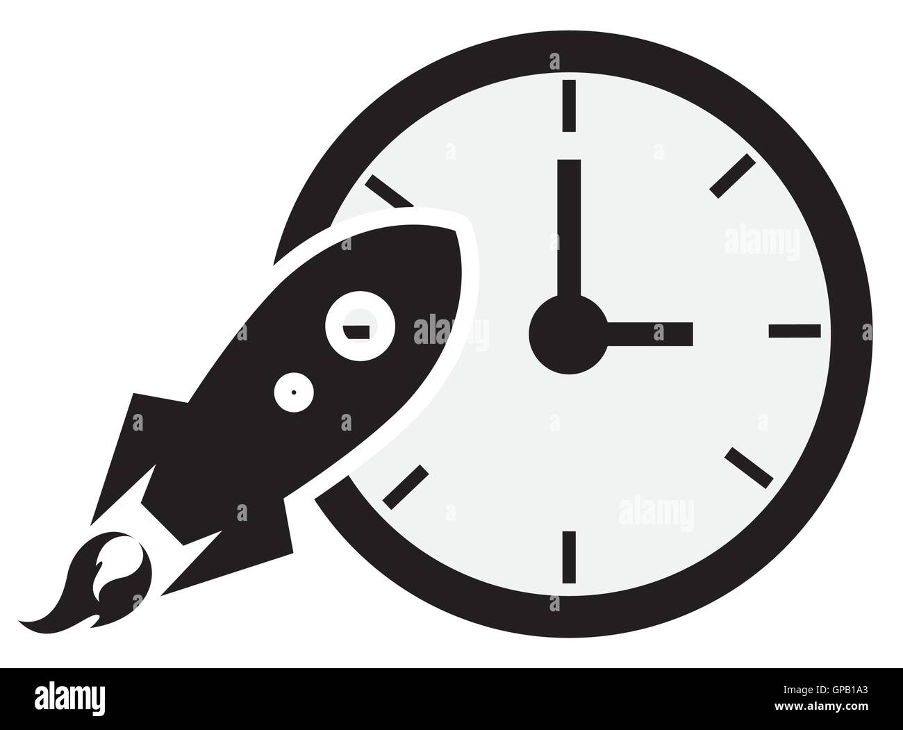 clock and rocket icon Stock Vector Image & Art - Alamy