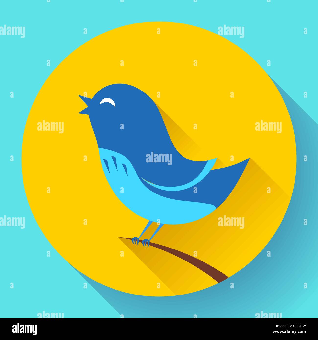 Bird singing vector icon. Flat design style Stock Vector Image & Art ...
