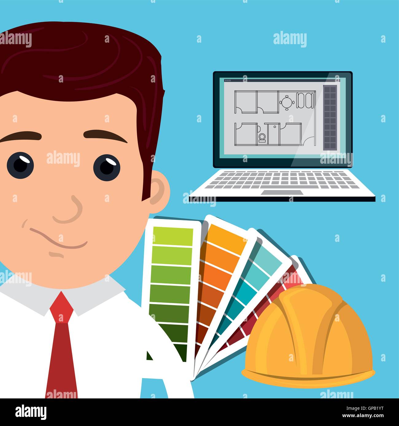 man architect laptop Stock Vector Image & Art - Alamy