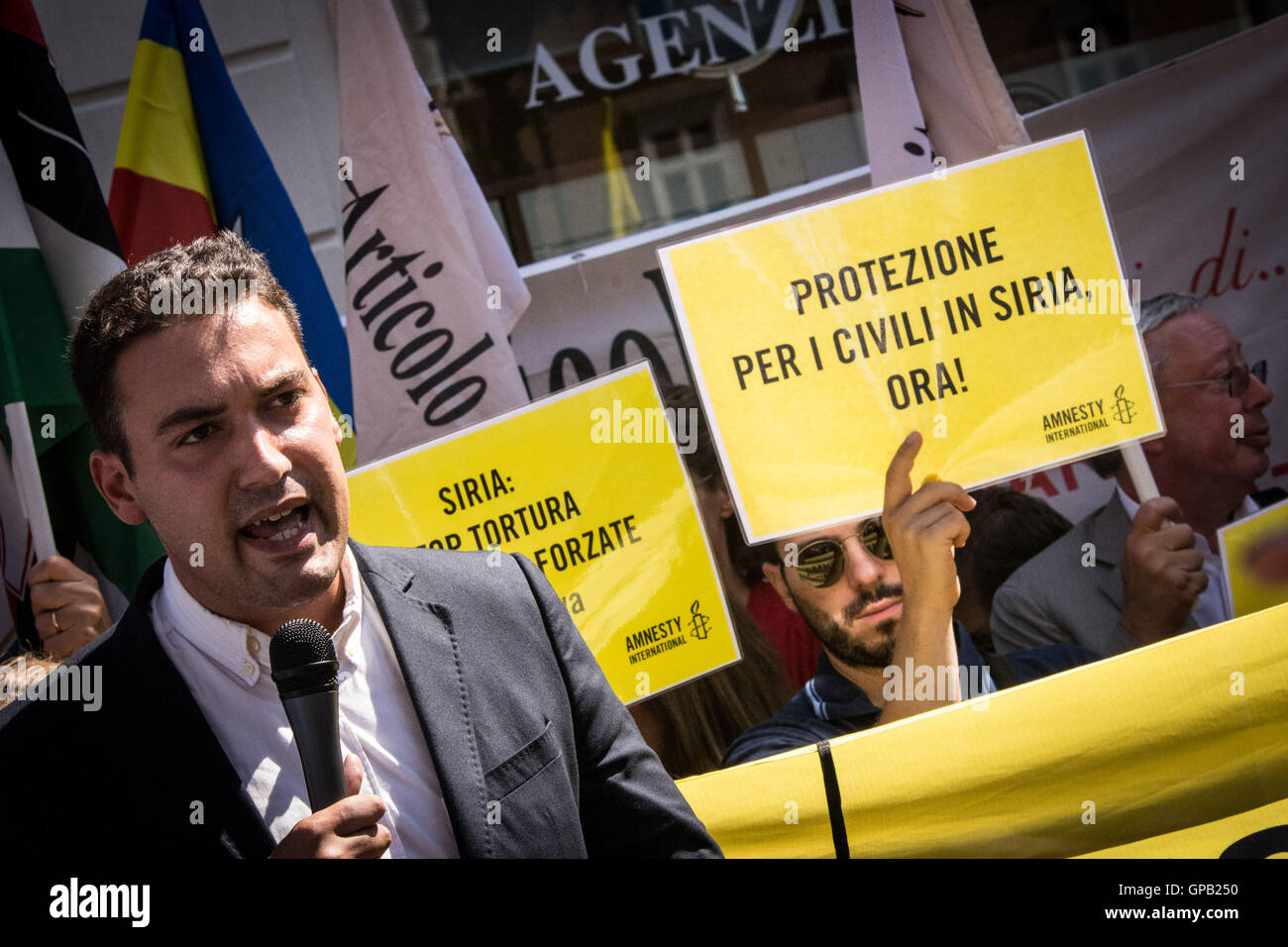 The Syrian writer Shady Hamadi during the demonstration. From Amnesty ...