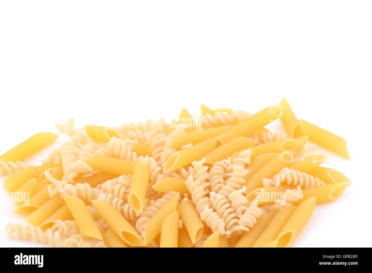 Various types of pasta. Food concept. Isolated white background Stock ...