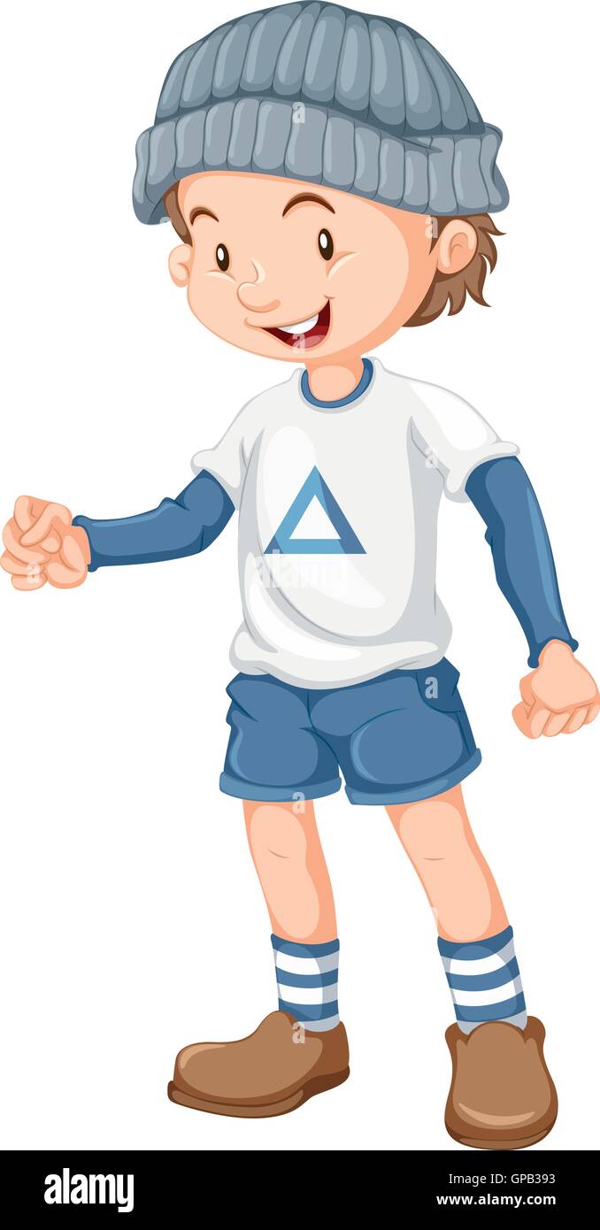 Little boy wearing blue hat illustration Stock Vector Image & Art - Alamy