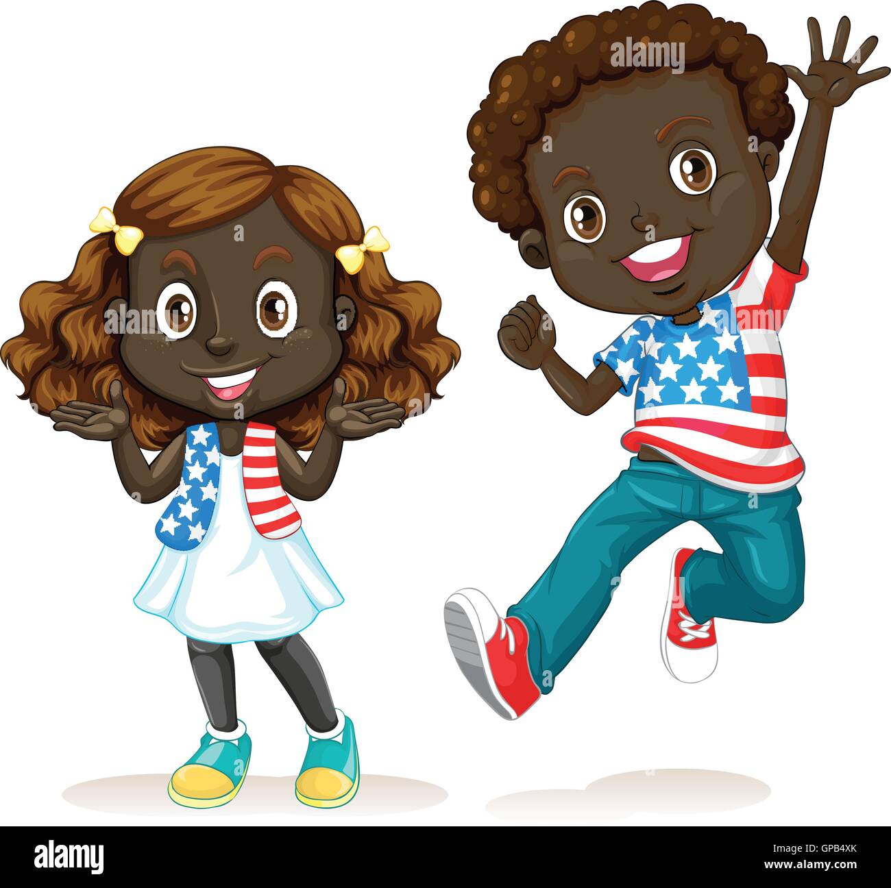 African American boy and girl illustration Stock Vector Image & Art - Alamy