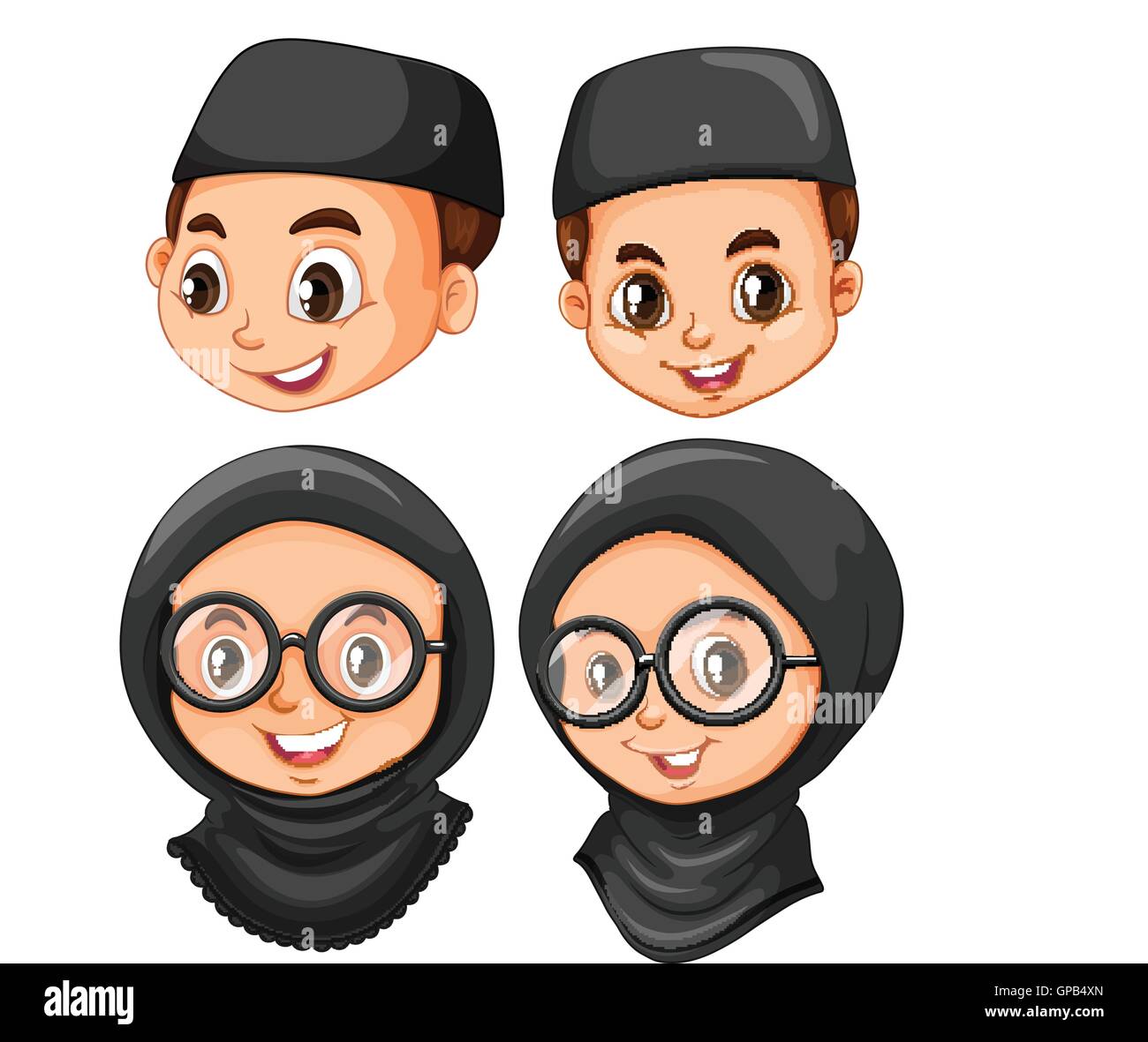 Head of muslim boy and girl illustration Stock Vector Image & Art - Alamy