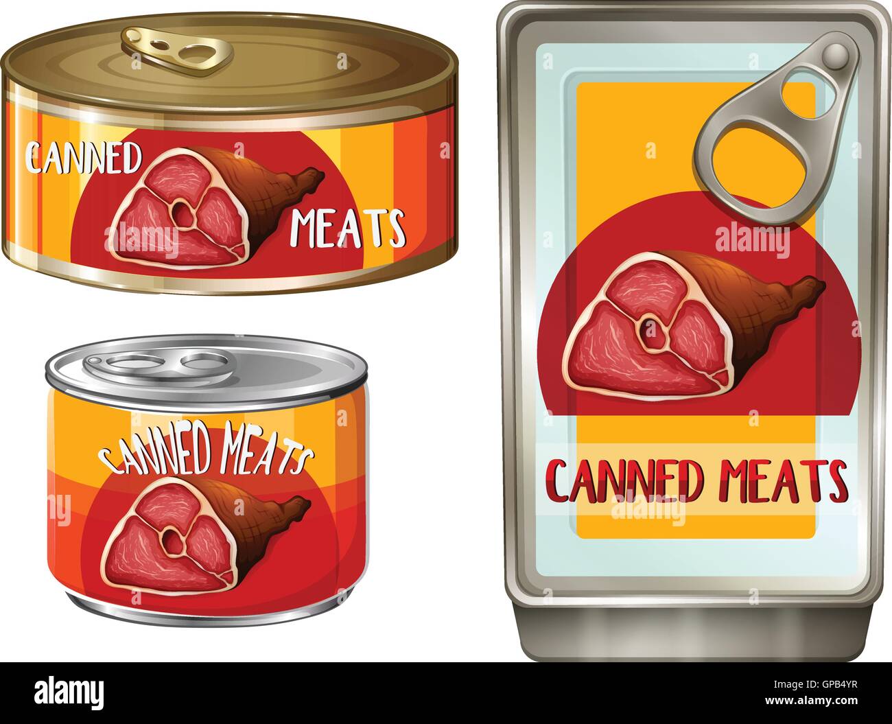 Meats in three different cans illustration Stock Vector Image & Art - Alamy