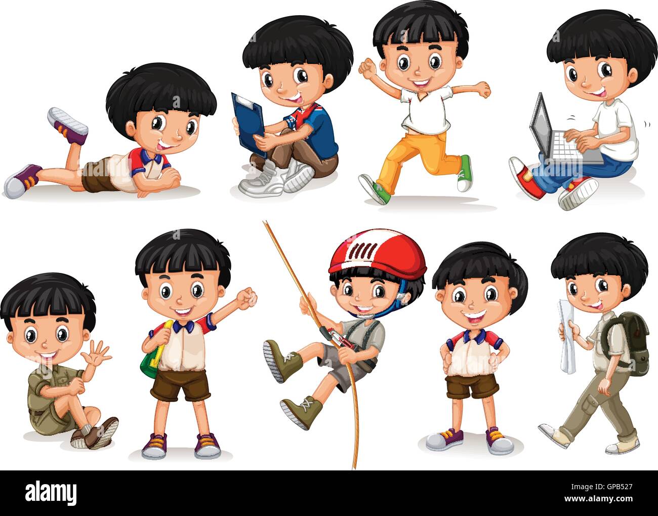 Boy doing different actions illustration Stock Vector Image & Art - Alamy