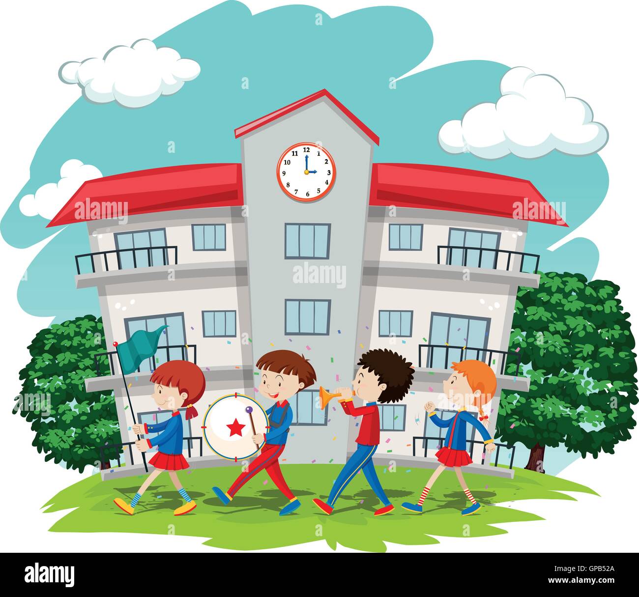 Kids marching in parade Stock Vector Images - Alamy