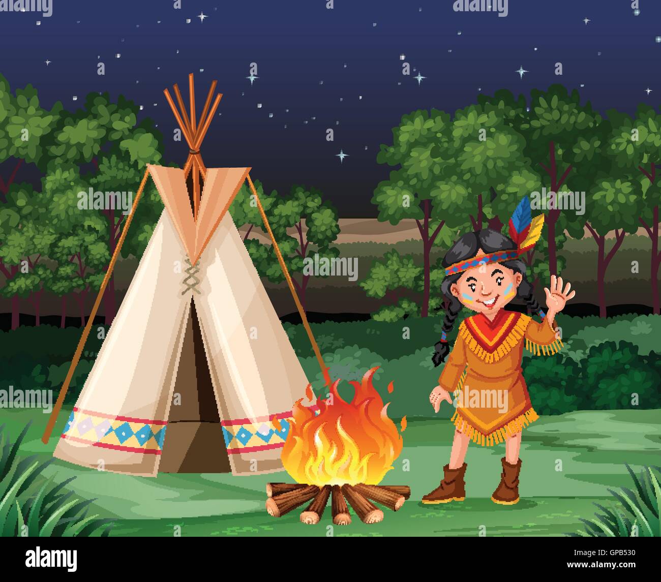 American indian fire Stock Vector Images - Alamy