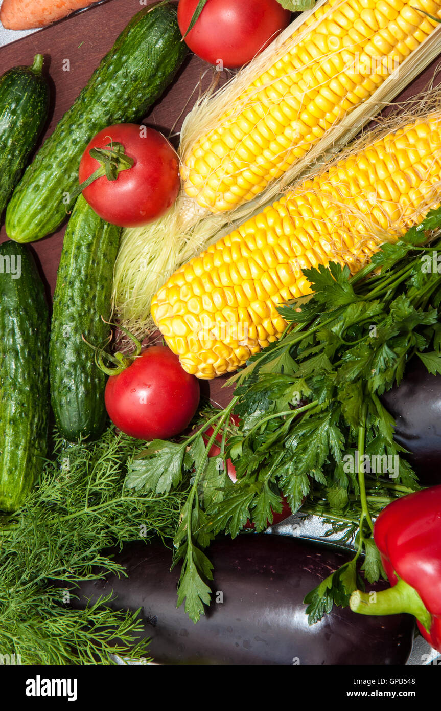 Fresh vegetables and greens for cooking vegetable dishes Stock Photo ...