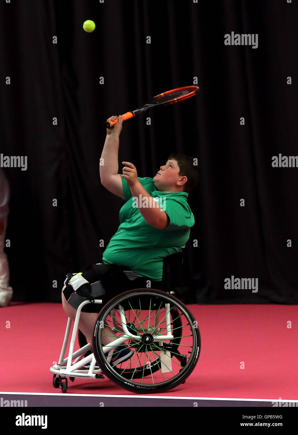 Ulster's Nathan McCabe in action in the Boys U18 Singles Wheelchair ...