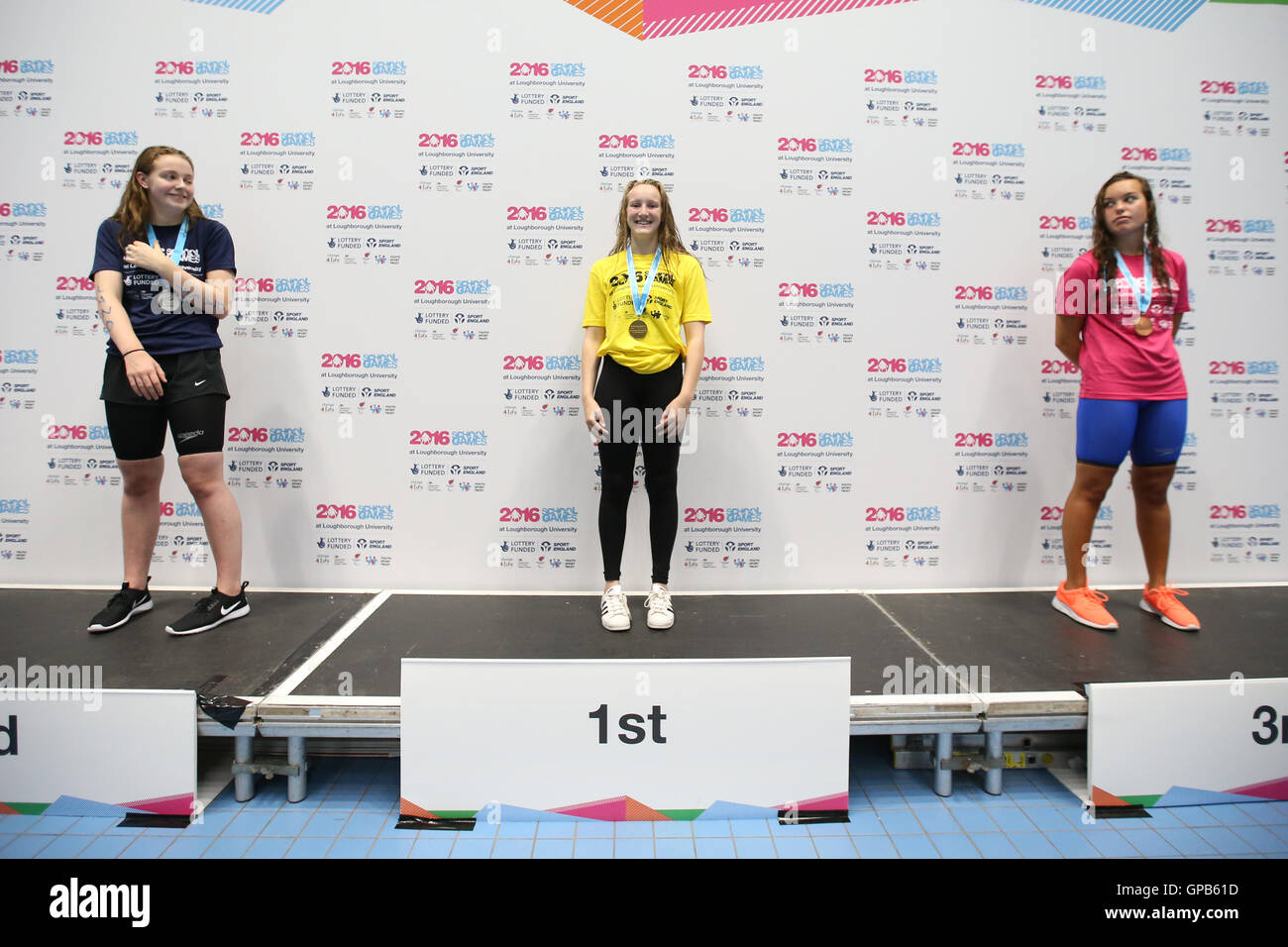 (left-right) Lexie Waller, Lily Boseley and Tegan Drew on the podium ...