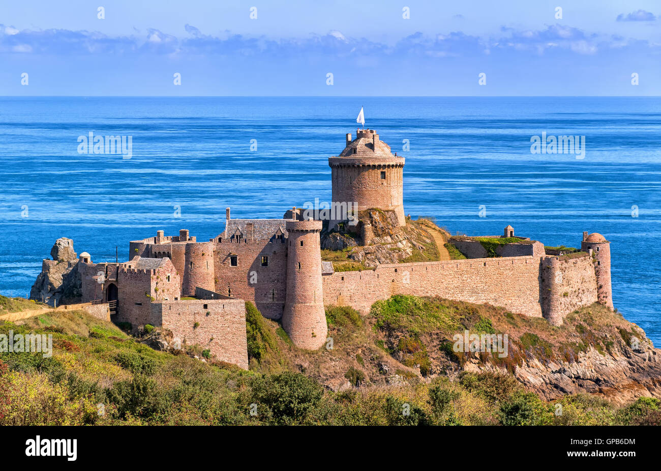 Fort La Latte castle, overlooking atlantic ocean on Cote de Granite ...