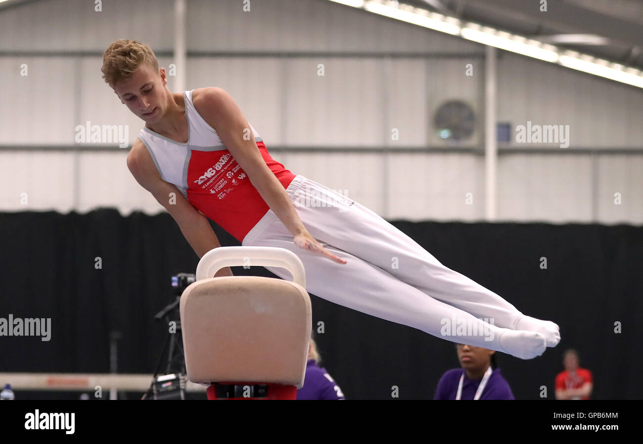 Wales' Benjamin Eyre in action on the Pommel Horse during the ...