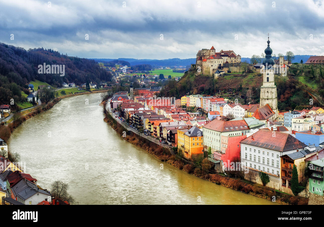 Burghausen, historical german town on Salzach river, Bavaria, Germany ...