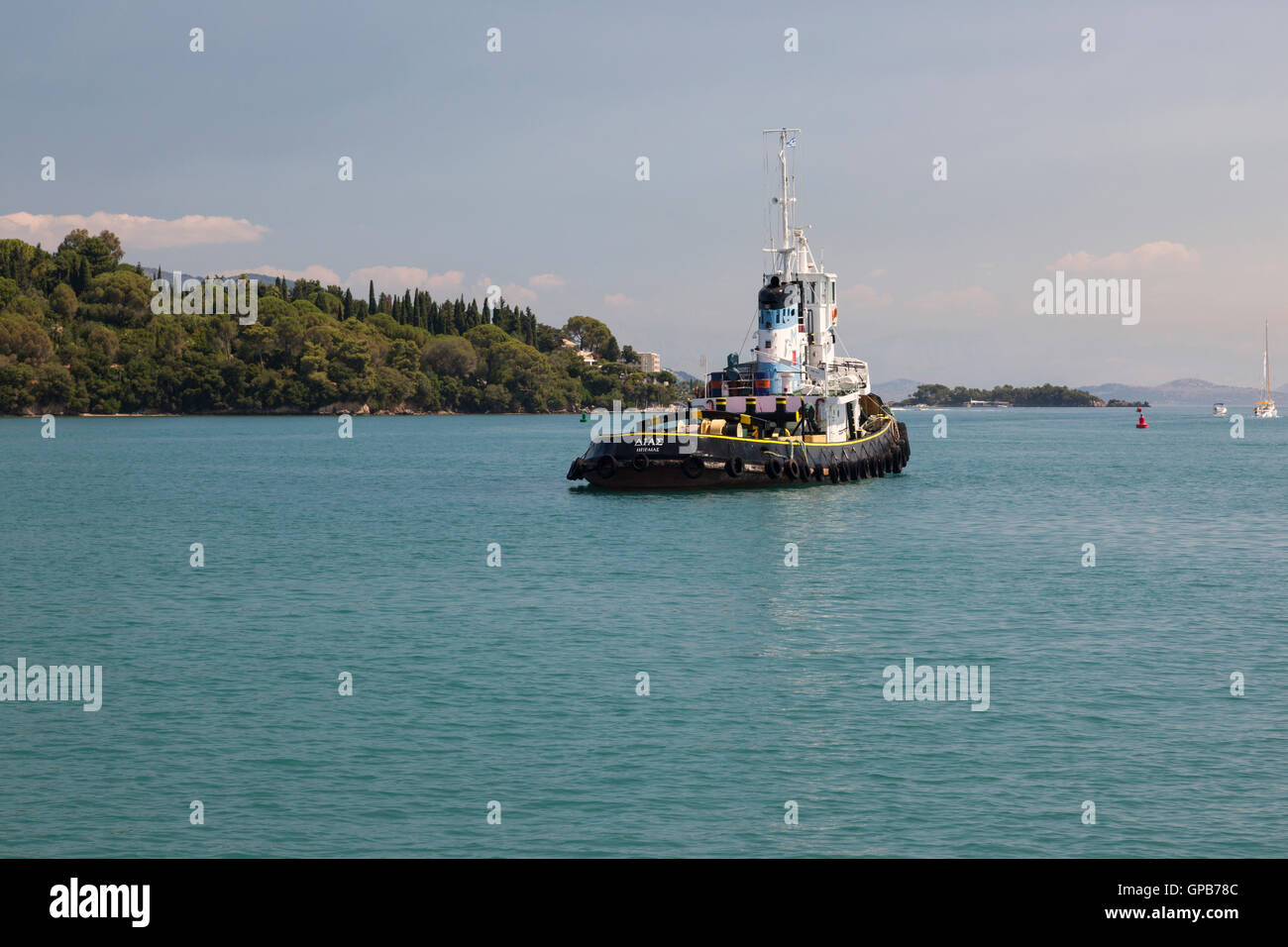 Tug Boat, Gouvia, Corfu, Greece Stock Photo - Alamy