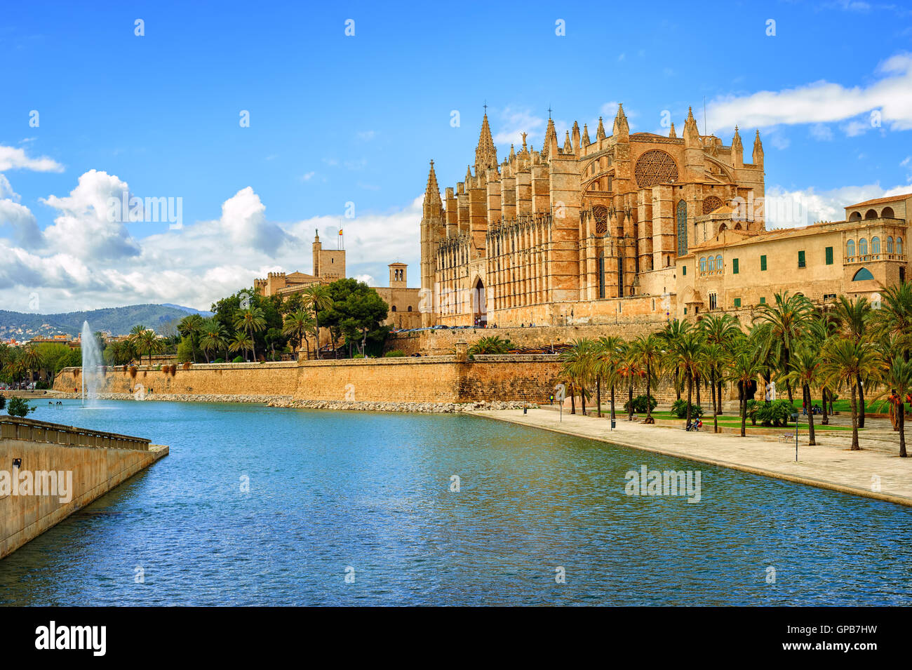 La Seu, the gothic medieval cathedral of Palma de Mallorca, Spain Stock ...