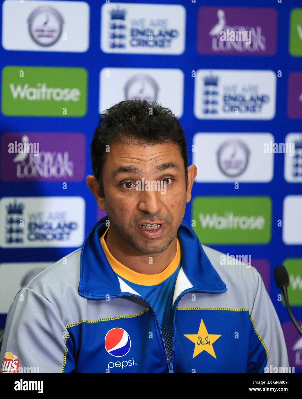 Pakistan's bowling coach Azhar Mahmood during a press conference at the ...