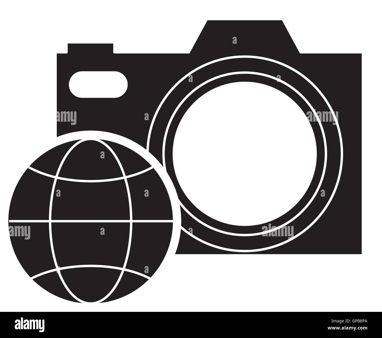 photographic camera and earth globe diagram icon Stock Vector Image ...